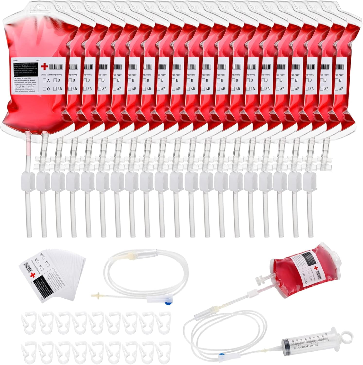 Blood Bags for Drinks, 20 Pack Reusable Halloween Blood Bags Drink ...