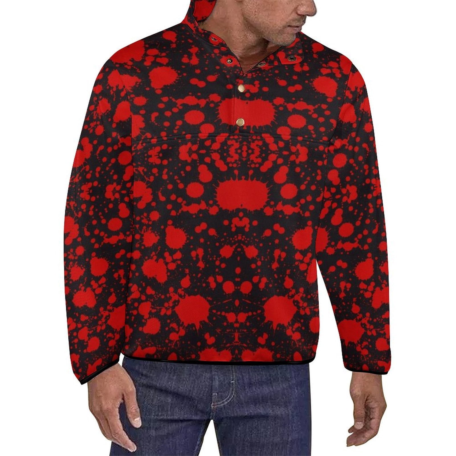 Blood Black And Red Horror Men's Stand Collar Sweater Long Sleeve ...