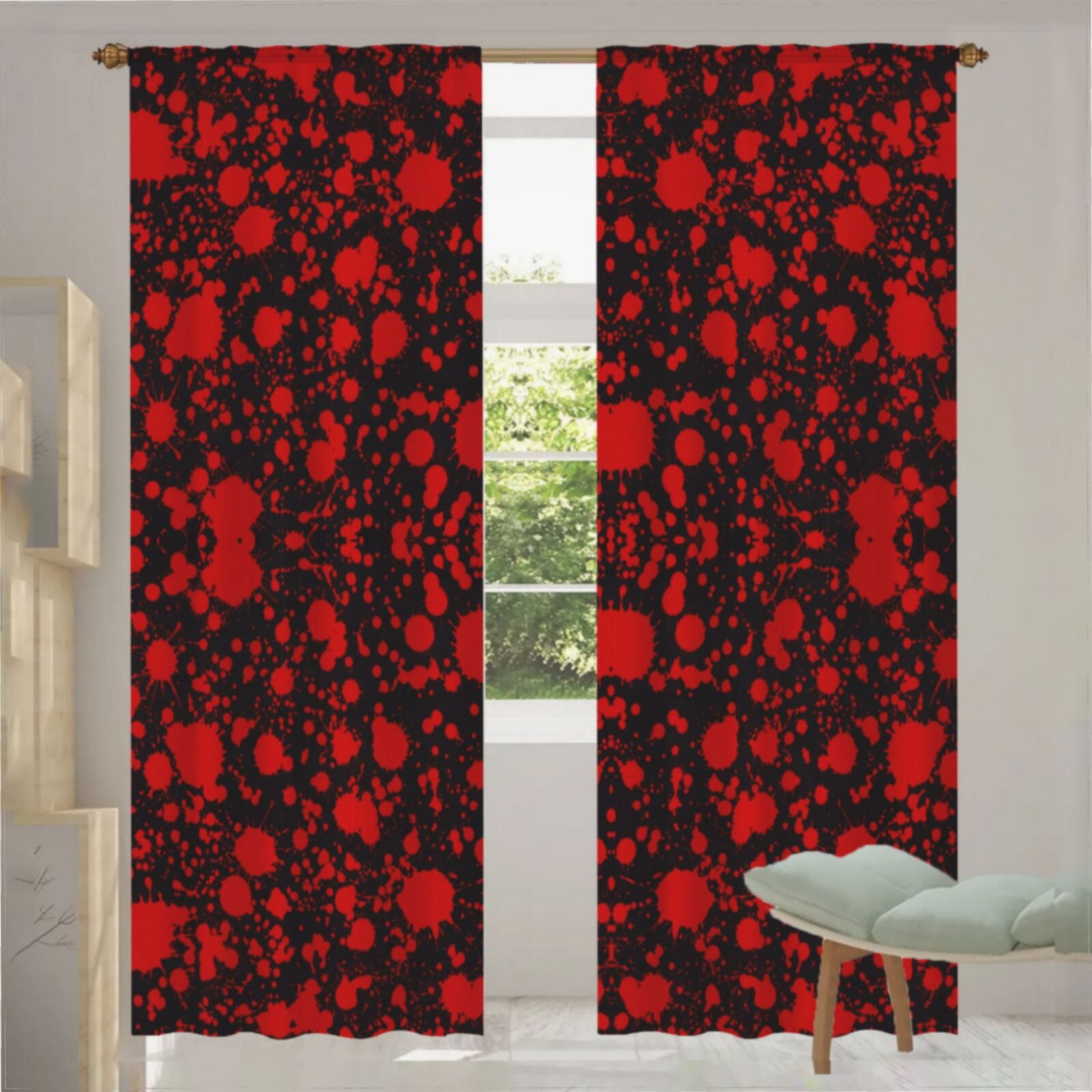 Blood Black And Red Horror Window Tulle Curtains for Living Room ...
