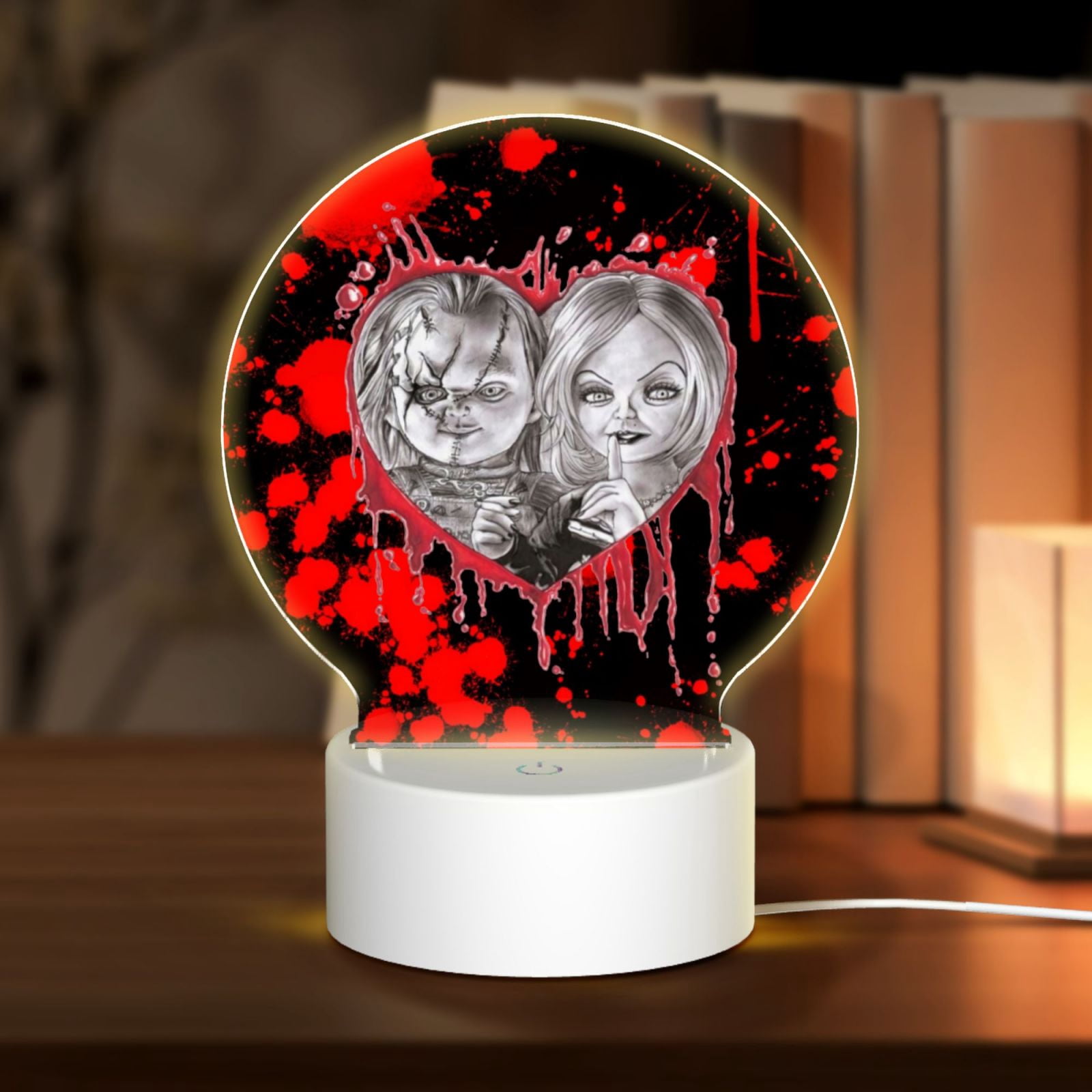 Blood Bride Of Chucky Round Acrylic Night Light Decoration USB Cable ...