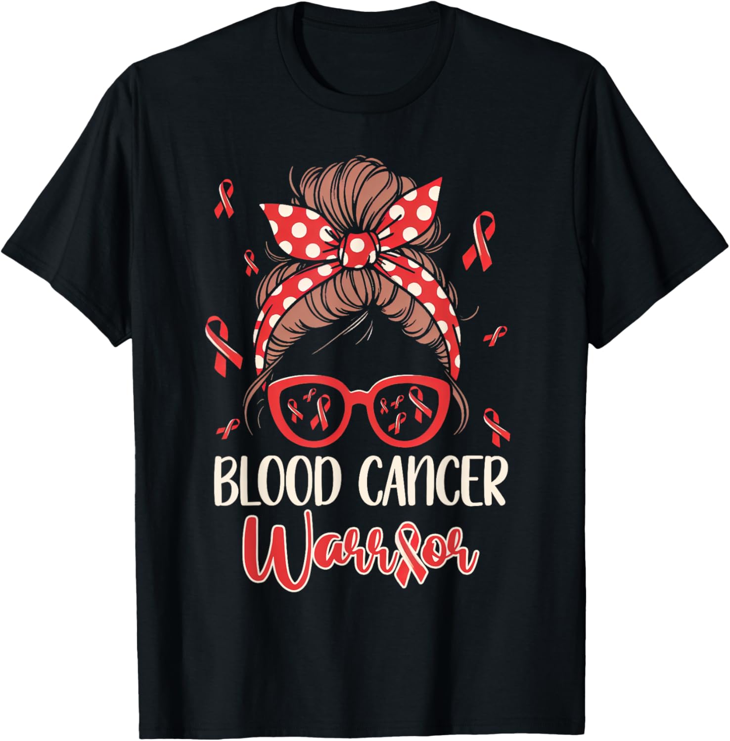 Blood Cancer Awareness Red Ribbon Blood Cancer Warrior T-Shirt ...