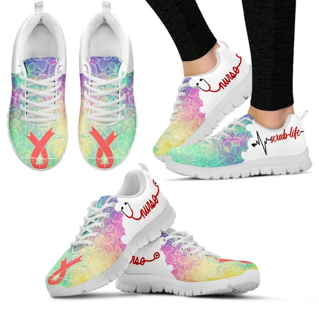 Blood Cancer/ Heart Disease Red Ribbon Design Fashion Sneakers Gradient ...