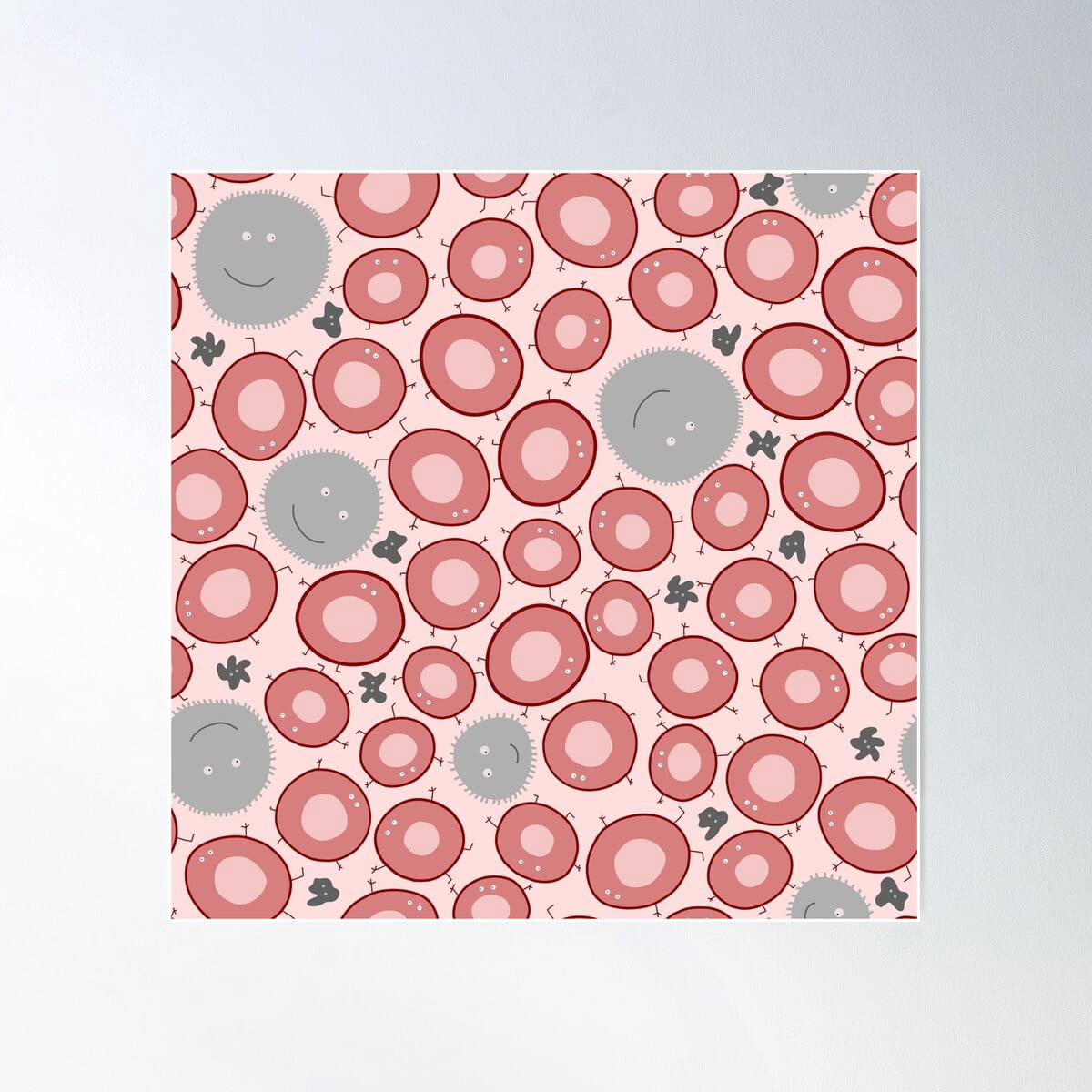 Blood Cells Educational Pattern On Pink Poster Wall Art, Modern Wall ...