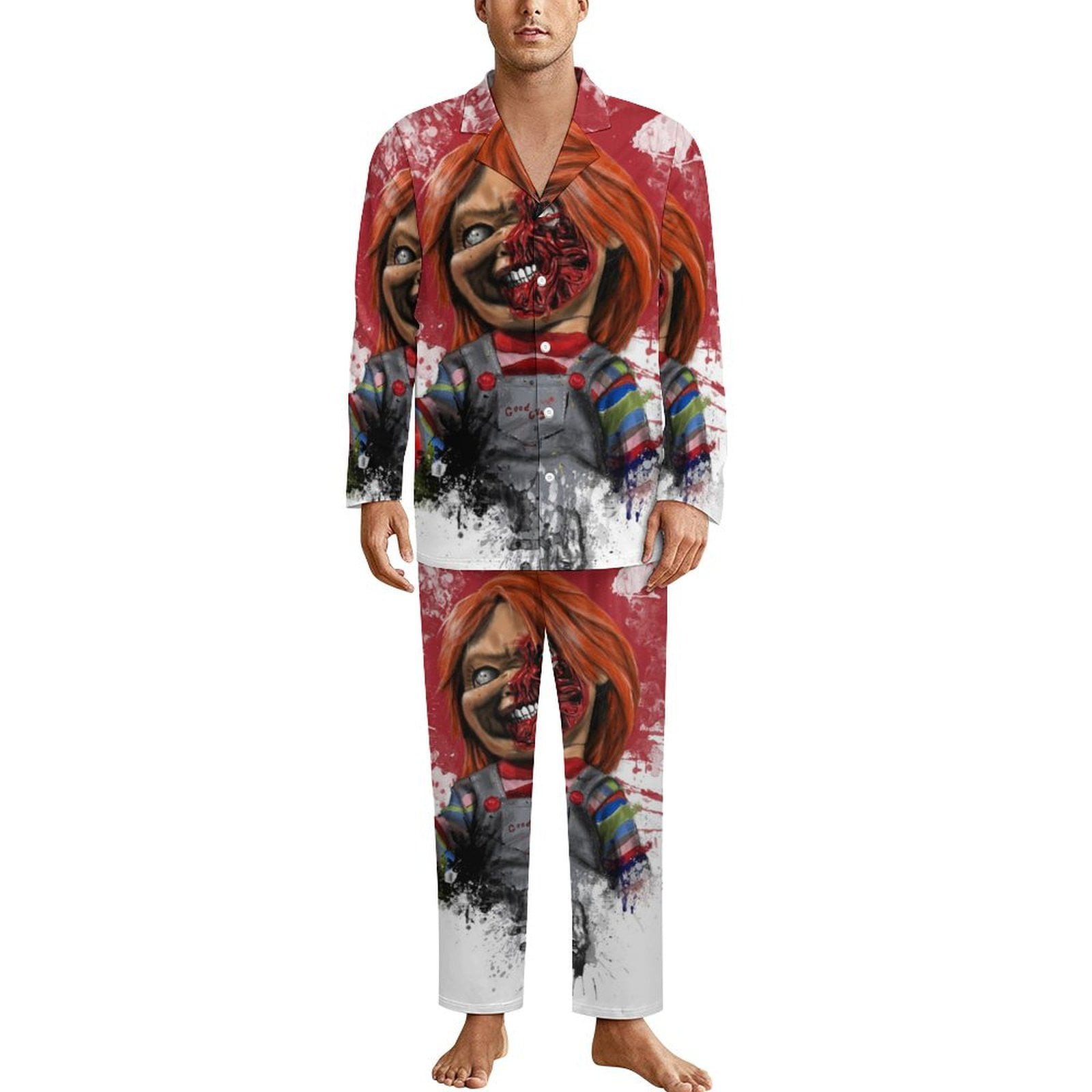 Blood Chucky Long Sleeved Pajama Set for Men Sleepwear Sets Soft ...