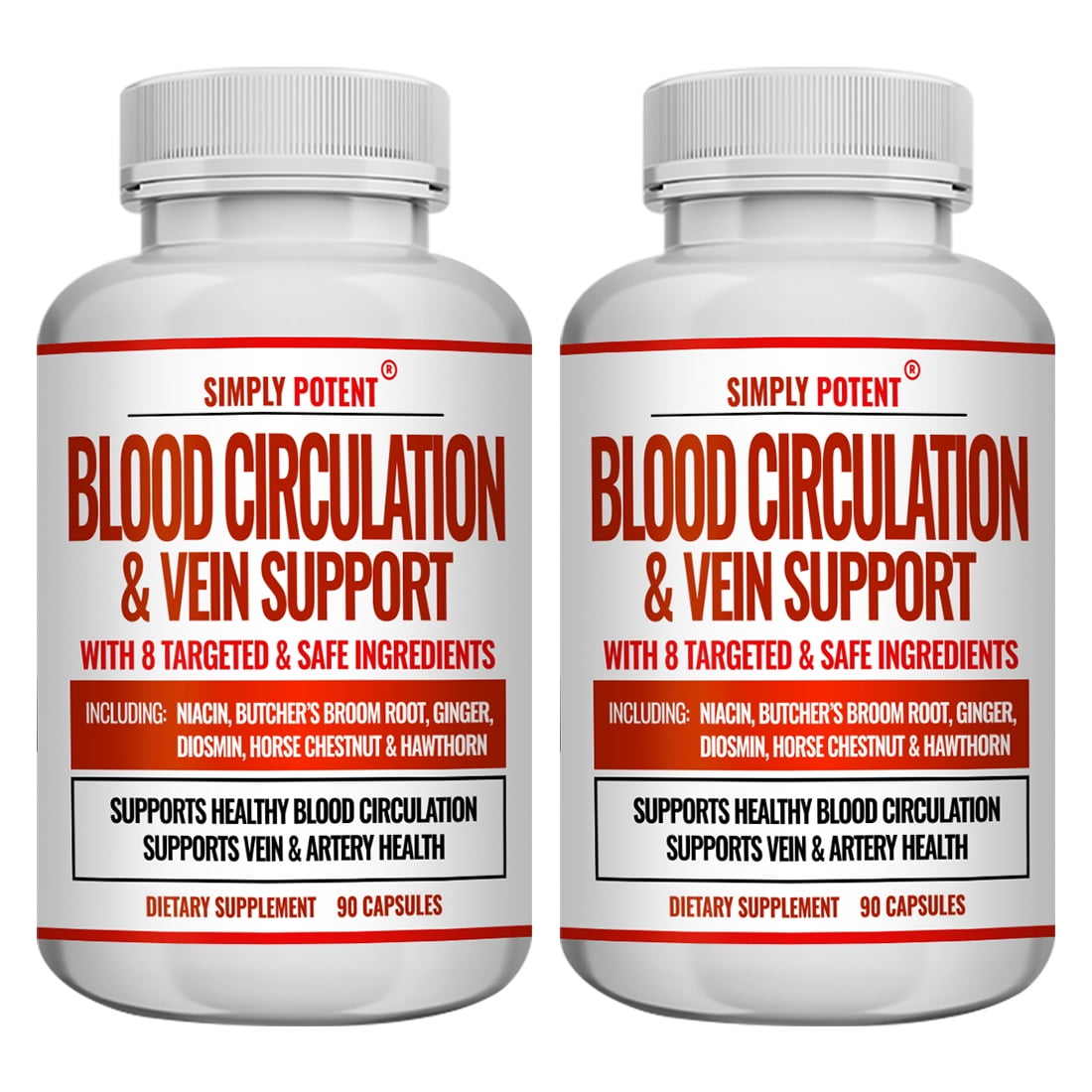 Simply Potent Blood Circulation & Vein Support Pack of 2, 90 Capsules ...