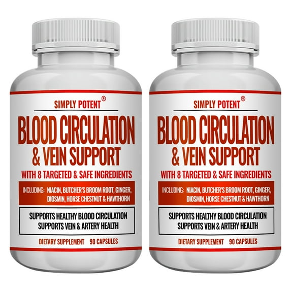 Simply Potent Blood Circulation & Vein Support Pack of 2, 90 Capsules ...
