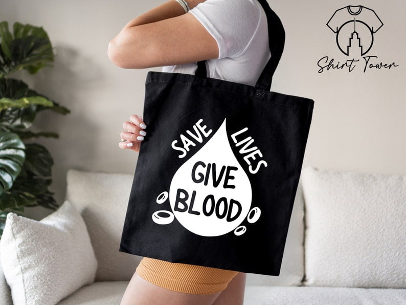 Blood Donation Tote Bag, Save Lives Give Blood Tote,Canvas Tote Bag ...