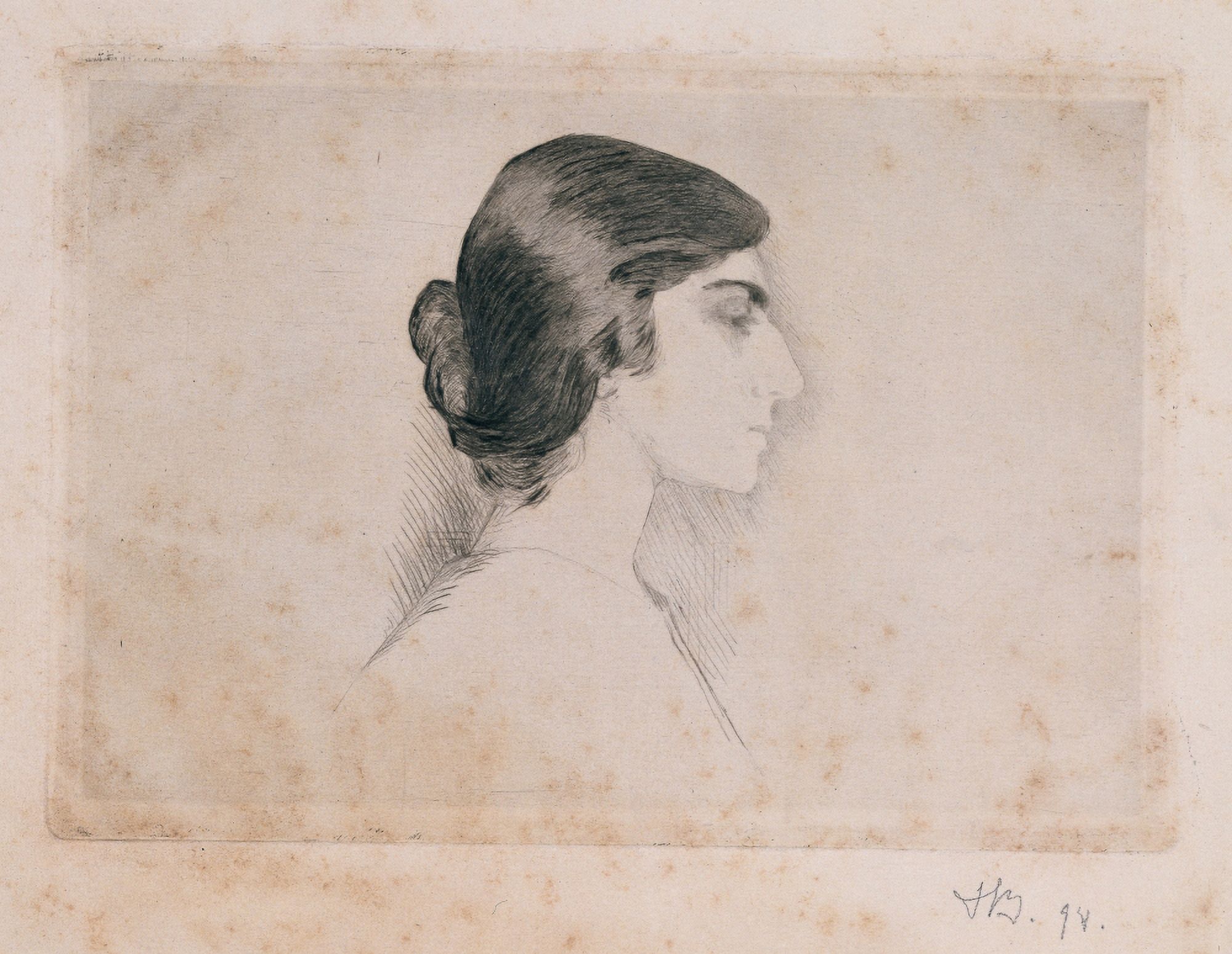 Blood Florence Self-Portrait 1898 19Th Century Pencil And Charcoal On ...