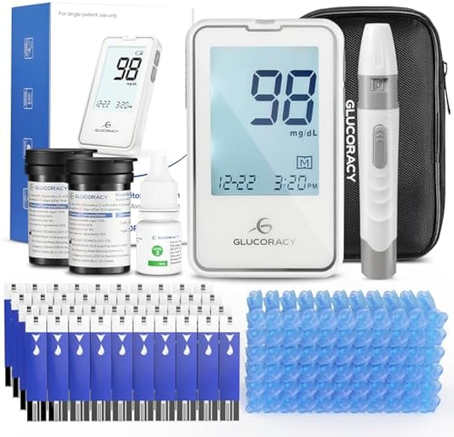 Blood Glucose Monitor Kit, 100 Glucometer Strips, 100 Lancets, 1 Blood ...