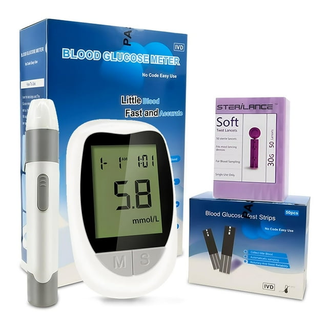 Complete Diabetic Blood Glucose Monitor Kit - Glucometer, 50 Strips ...