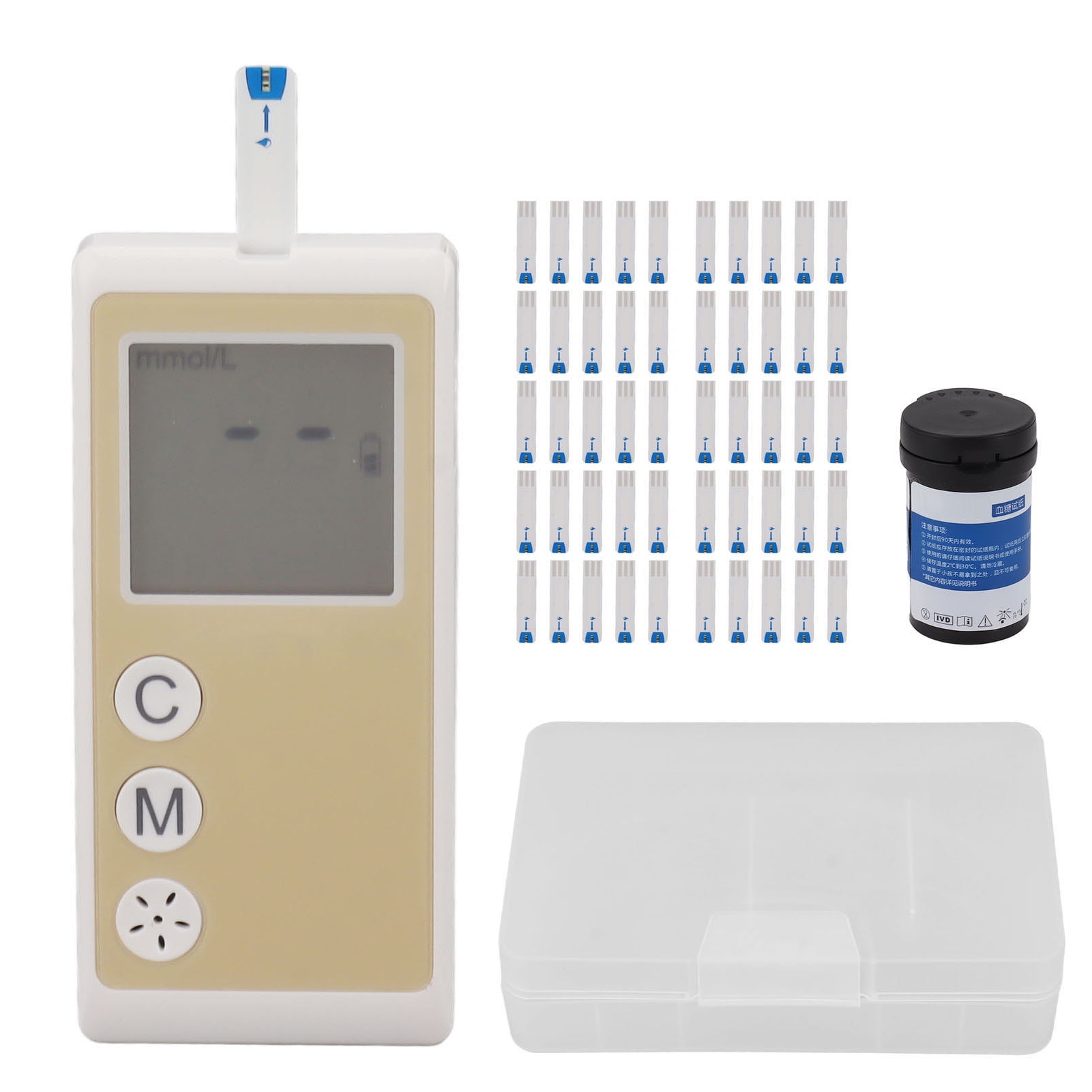 Blood Glucose Monitor Kit Portable Voice Announcement Automatic ...