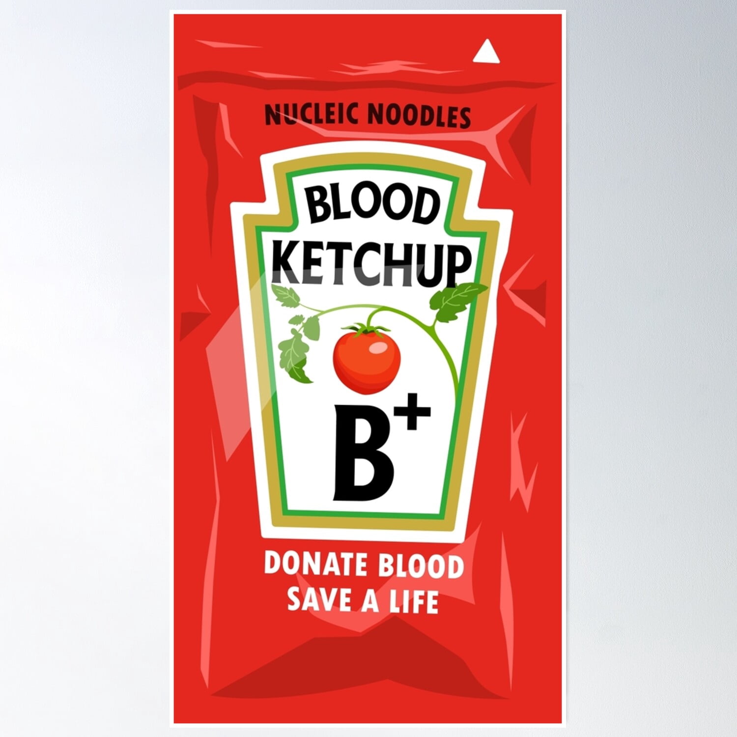 Blood Ketchup: Blood Type B+ Poster Wall Art, Modern Wall Decor, 8x12 ...