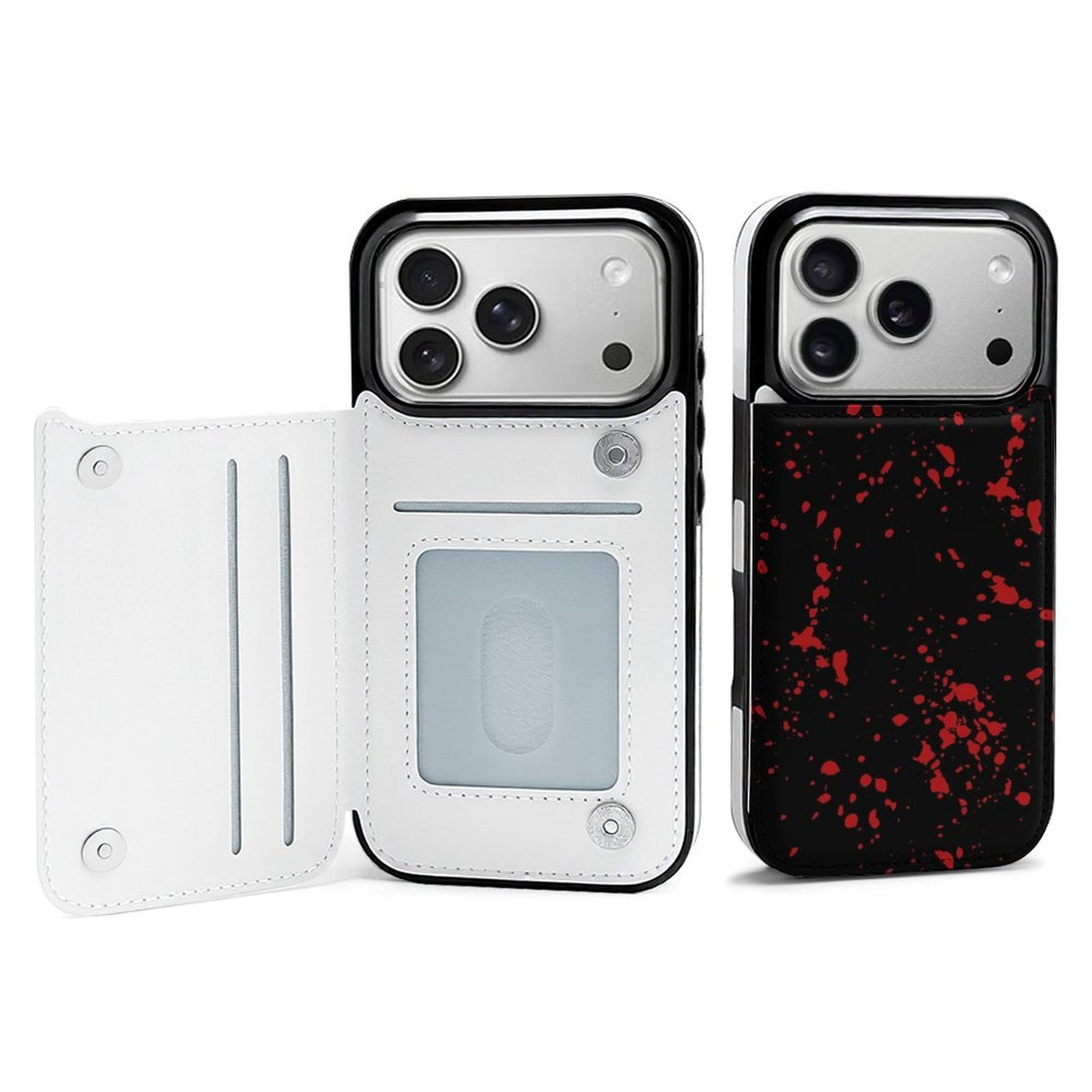 Blood Leather Wallet Case for iPhone13 Wallet Case Card Holder Flip ...