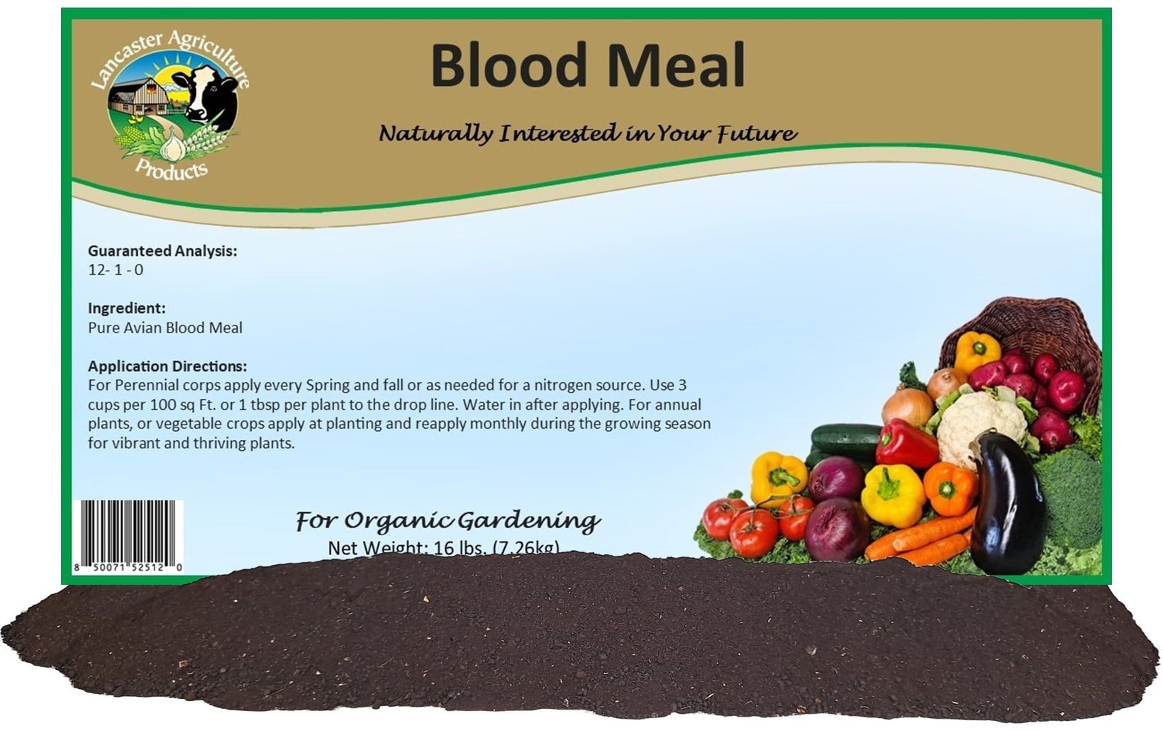 Lancaster Agriculture Organic Blood Meal, 16 lb Fertilizer, Nitrogen ...