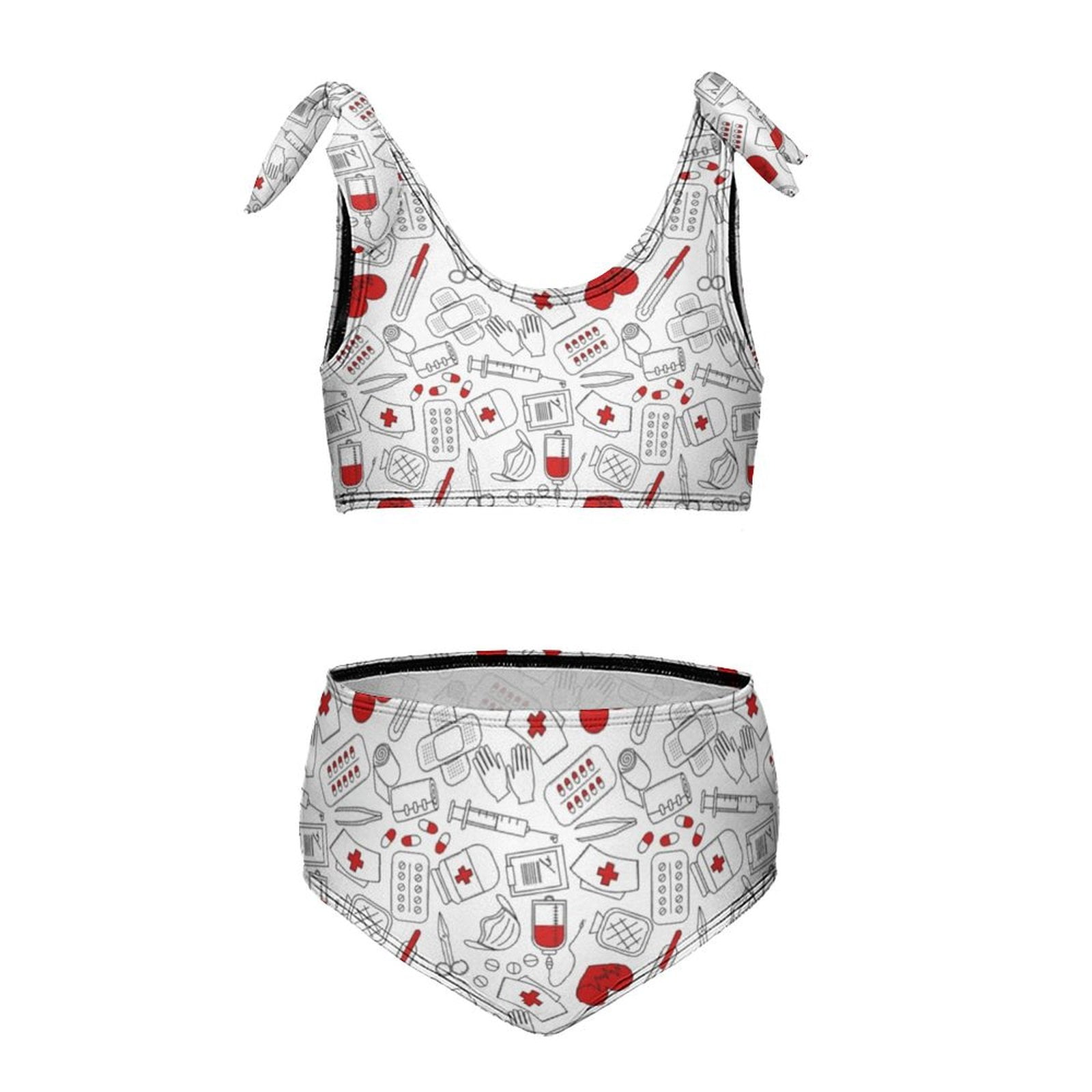Blood Medical Equipment Pattern Girl's 2 Piece Bikini Set Beach Sport Swimsuit Swimwear 8-10Y ...