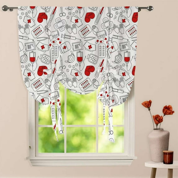 Blood Medical Equipment Pattern Window Curtain for Living Room Roman ...