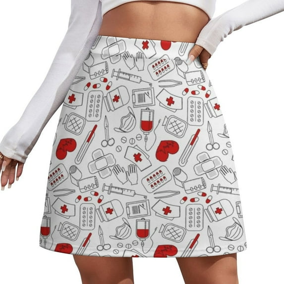 Blood Medical Equipment Pattern Women's High Waist Skirt Stretchy ...
