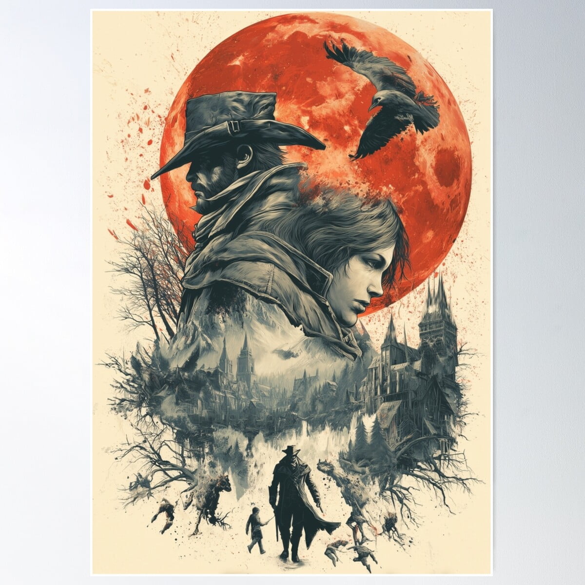 Blood Moon Art Design Poster Wall Art, Modern Wall Decor For Living ...