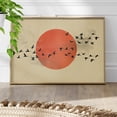 Blood Moon Japandi Minimalist Flying Birds Japanese Sun Neutral Nature ...