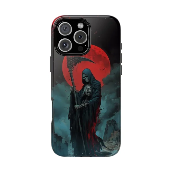 Blood Moon Scythe Red Night Fantasy Dark Artistic Case with iPhone 17 ...