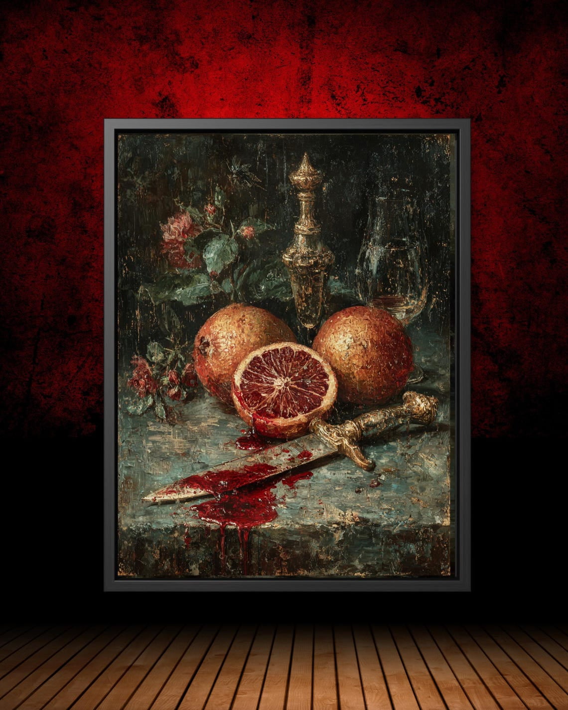 Blood Orange Still Life Art Poster, Gothic Baroque Kitchen Wall Decor ...