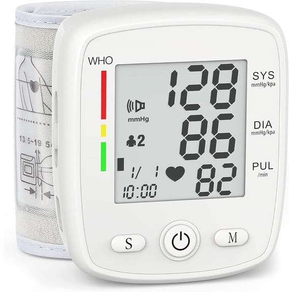 Auzui Wrist Blood Pressure Monitor, LED Display, Voice Function, Dual ...