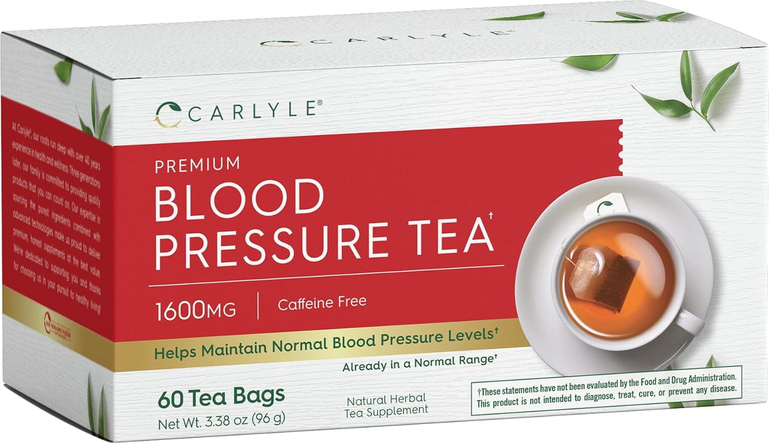 Blood Pressure Tea | 60 Tea Bags | with Hibiscus Flower | Vegetarian ...