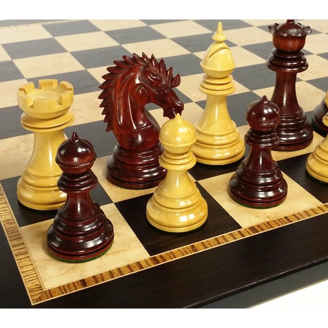 Blood ROSEWOOD Spiked Hair Knight Large Staunton Chess Set W/ 20" Ebony ...