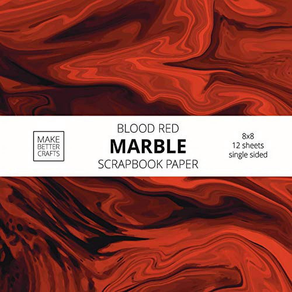 Pre-Owned Blood Red Marble Scrapbook Paper: 8x8 Red Color Marble Stone ...