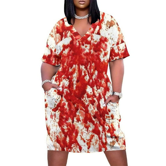 Blood Splatter Graphic Loose Pocket Dress Dresses Summer Summer Dresses ...