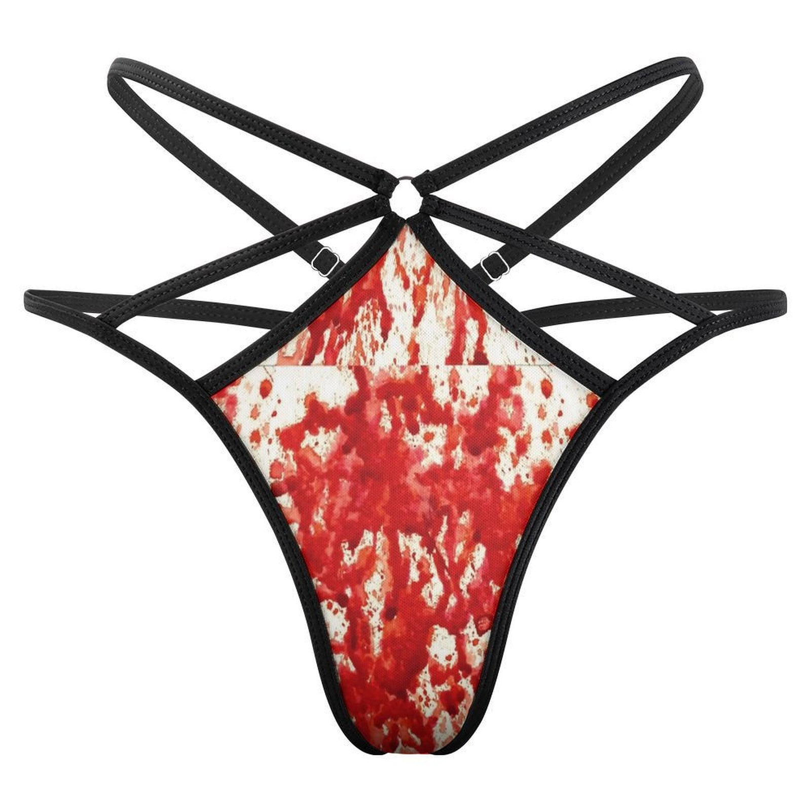 Blood Splatter Graphic Open Type Women's Panties Crotch Opening G ...