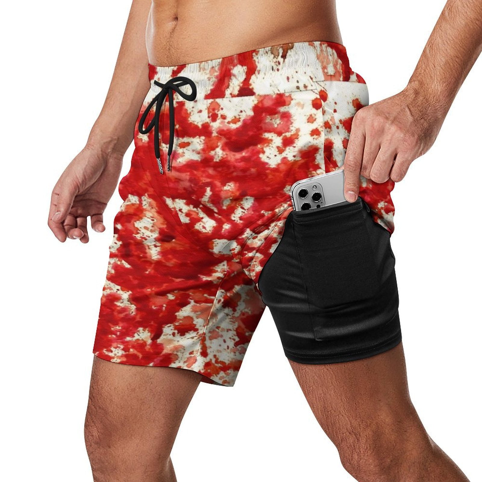 Blood Splatter Graphic Quick Dry Swimming Shorts For Men Swimwear ...
