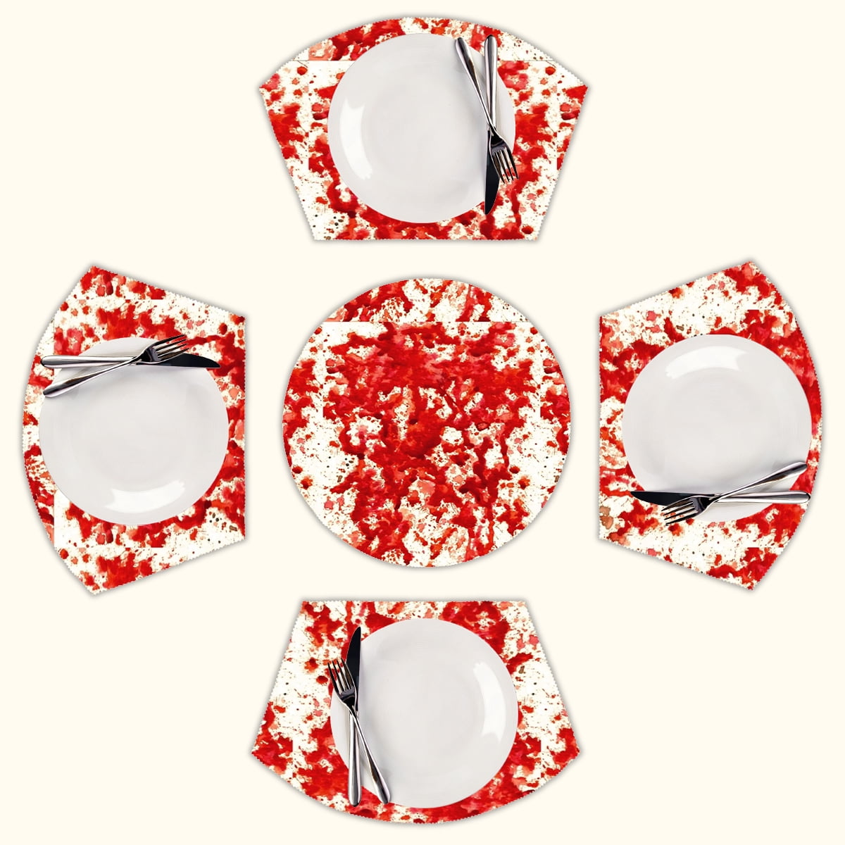 Blood Splatter Graphic Round Table Placemats Set Of 5 Wedge Table Mats ...