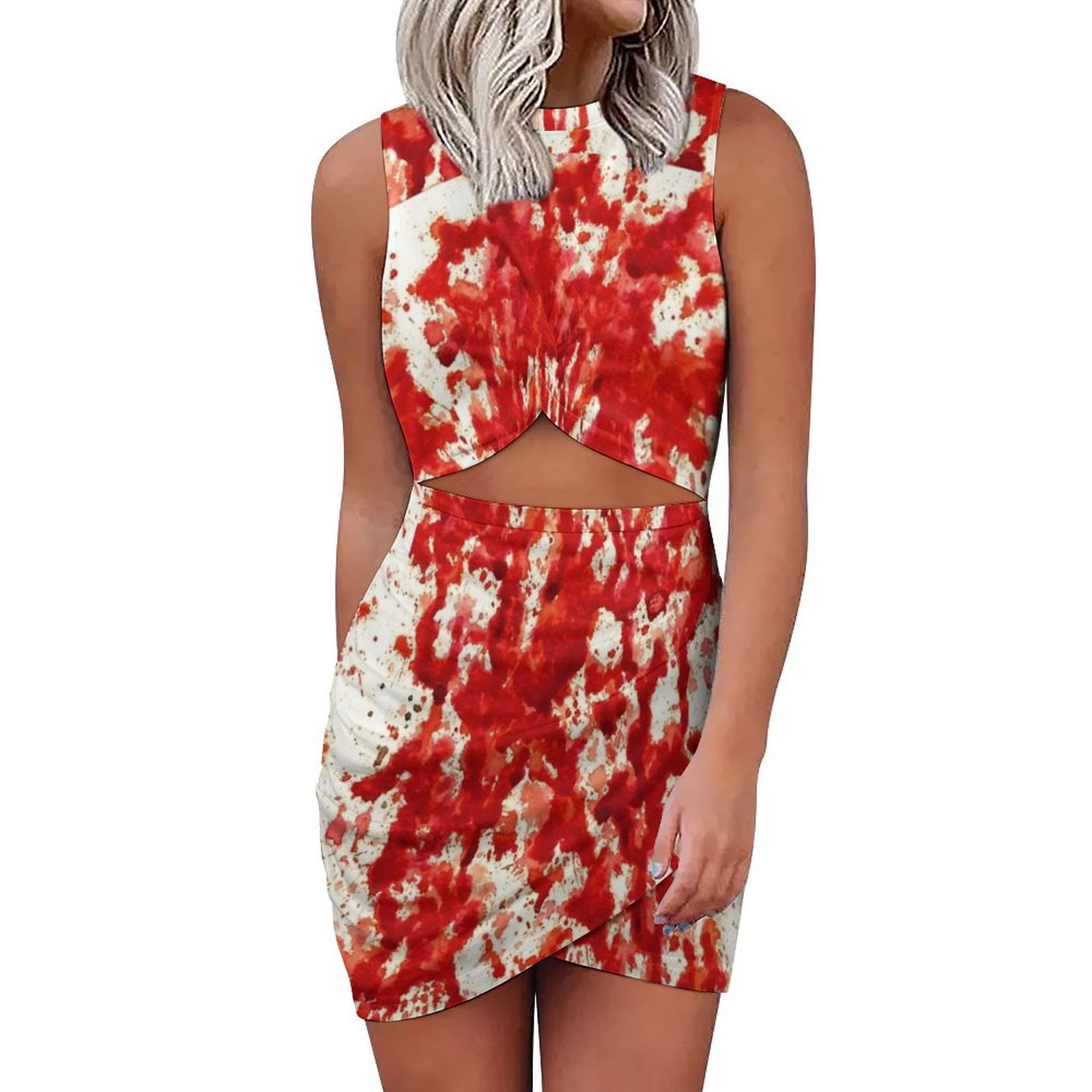 Blood Splatter Graphic Women's Crossover Slim Hip Dress Summer ...