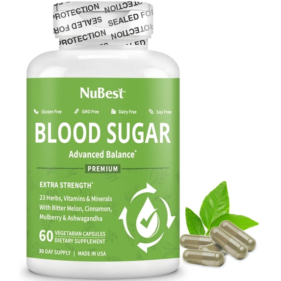 NuBest Diabetic Health Blood-Sugar Supplement - 60 Vegan Capsules ...