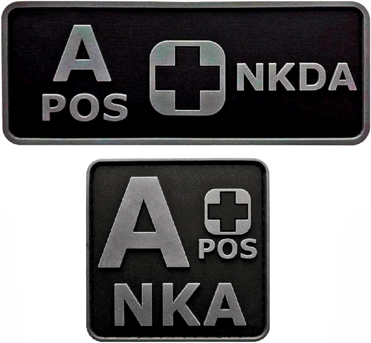 Blood Type A+ Positive NKA ACU Dark 3D-PVC Rubber Patch 2pc Bundle ...