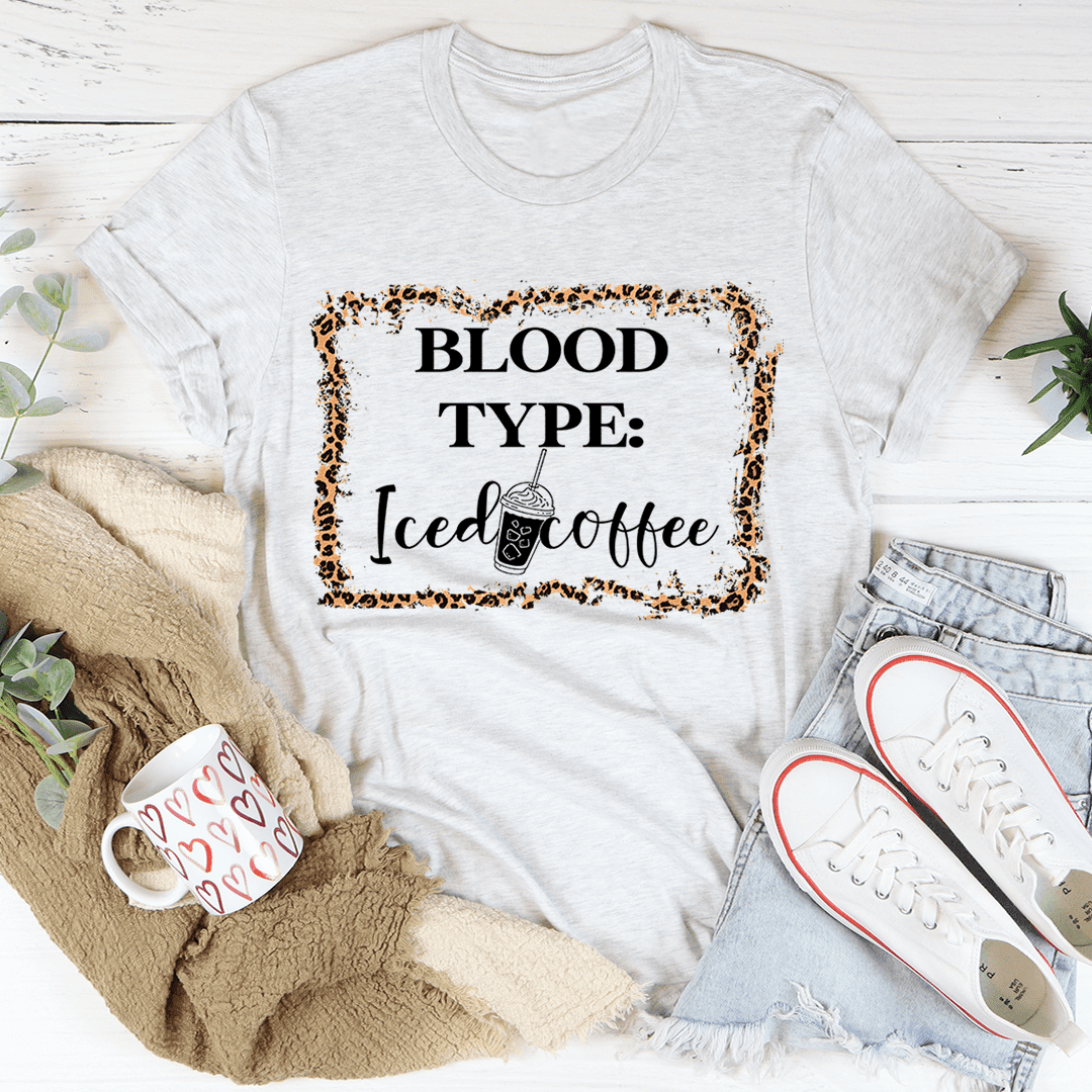 Blood Type Iced Coffee Tee Ash S Peachy Sunday T-Shirt - Walmart.com