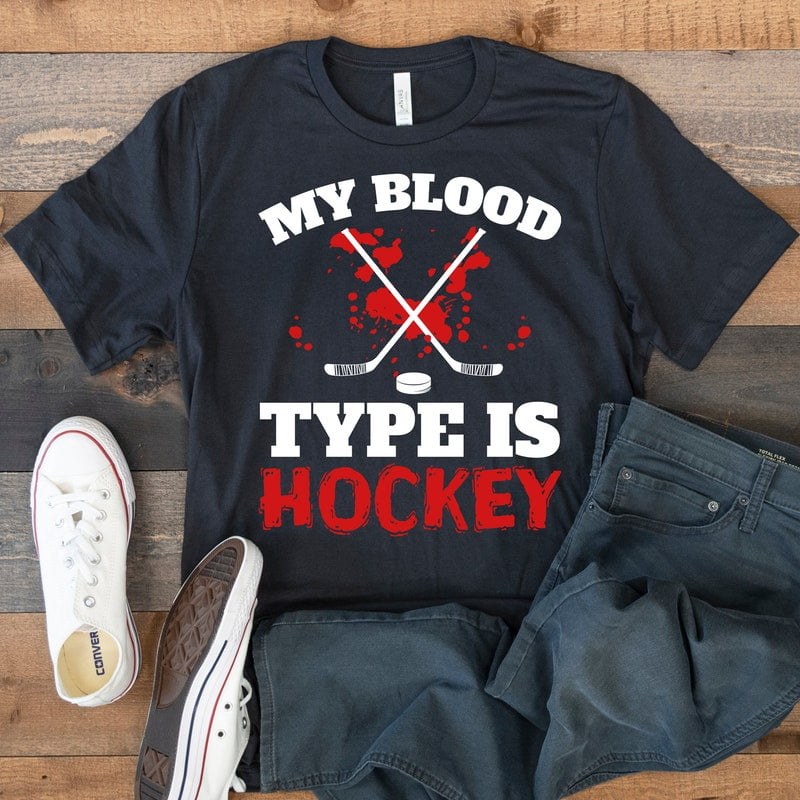 Blood Type Is Hockey Player Sport Team Winter Fun Graphic Novelty T ...