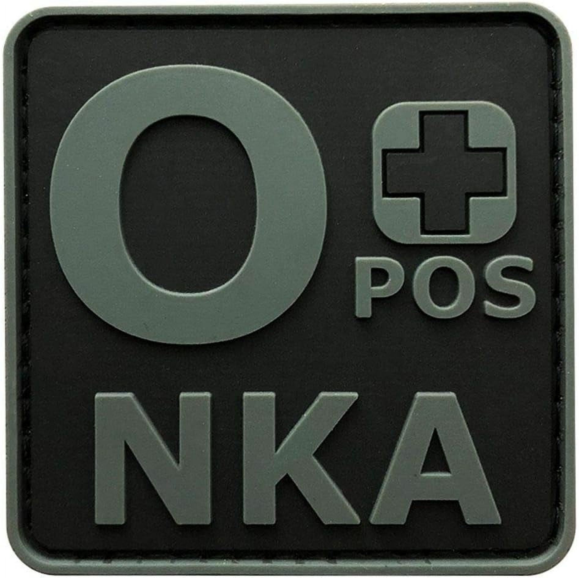 Blood Type O+ Positive NKA ACU Dark Hook Patch[3D-PVC Rubber-2.0 X 2.0 ...
