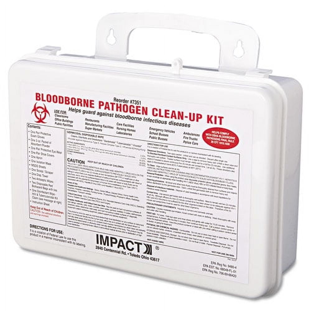 Bloodborne Pathogen Cleanup Kit, 10 x 7 x 2.5, OSHA Compliant, Plastic ...