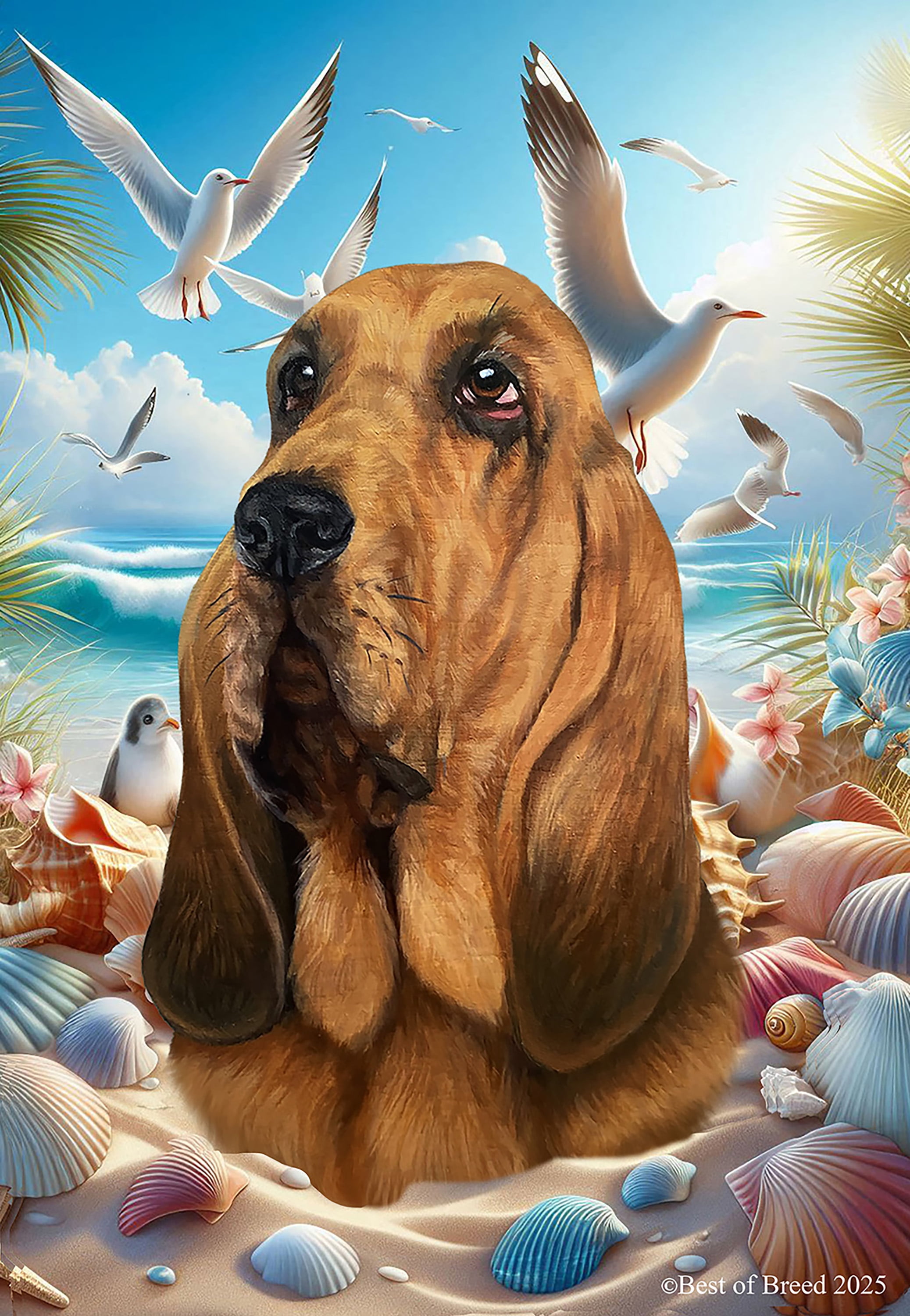 Bloodhound - Best of Breed Summer Beach Outdoor House Flag 28" x 40 ...
