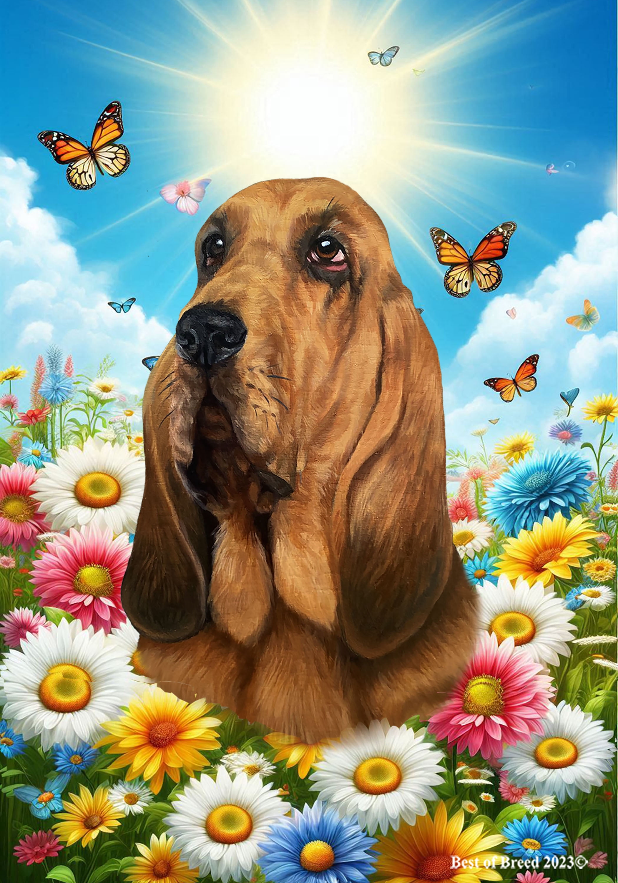 Bloodhound - Best of Breed Summer Butterflies Outdoor Garden Flag 12" x ...