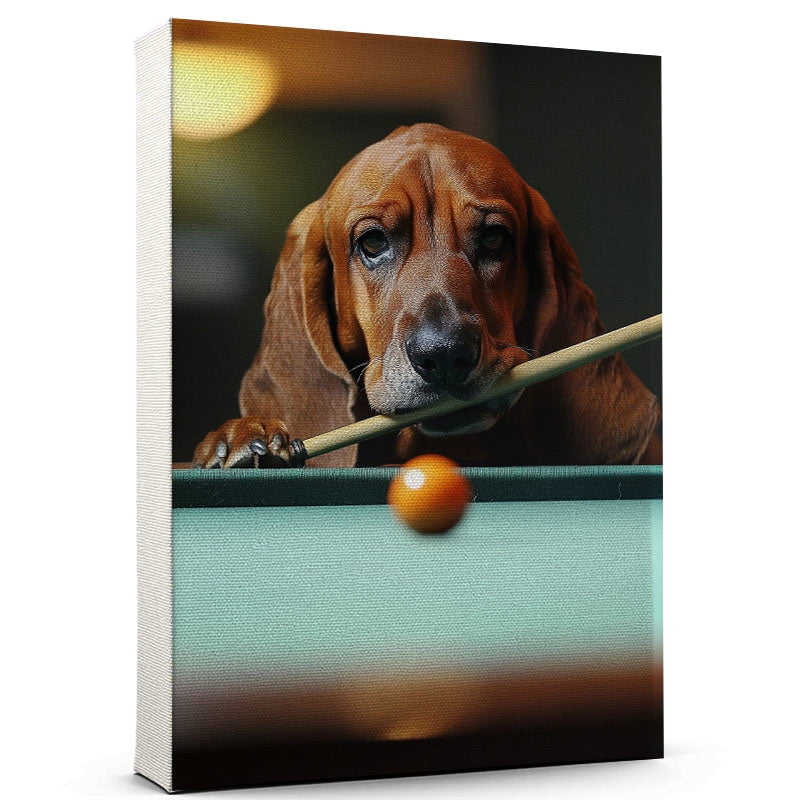 Bloodhound Cute Dog Billiards Canvas Canvas – Retro Bloodhound Dog ...