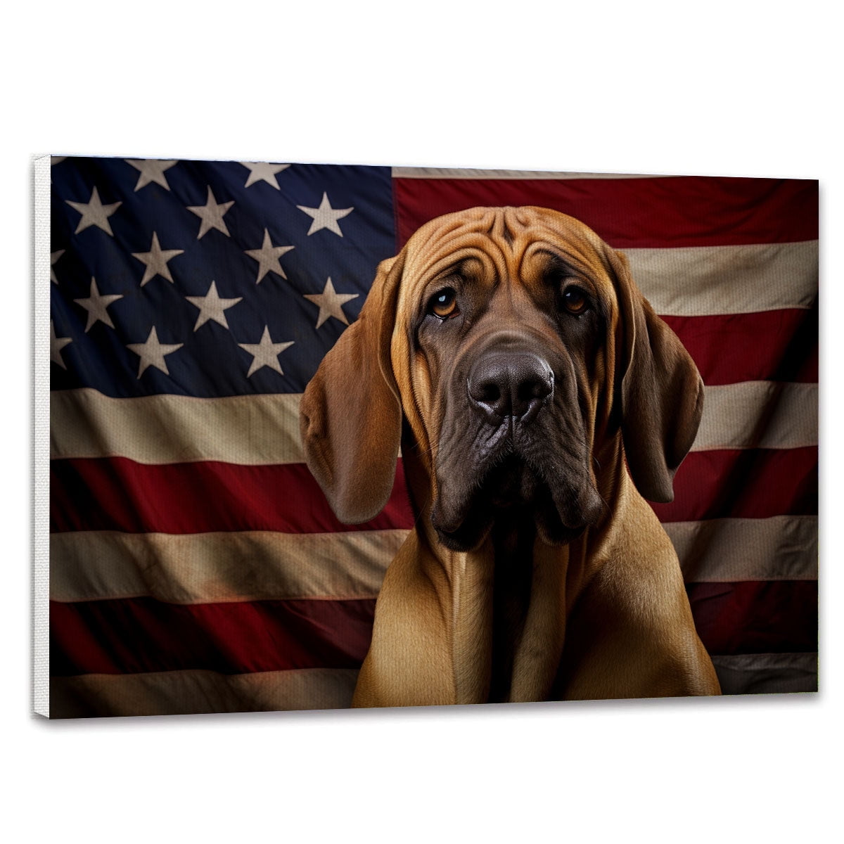 Bloodhound Dog American Flag Canvas Poster Wall Art Dog Pictures for Wall Decor Red White Blue ...
