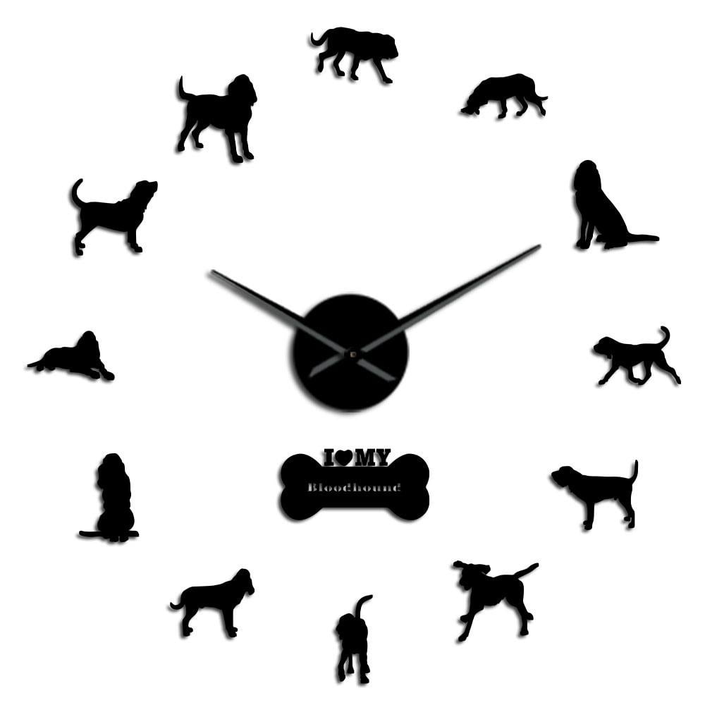 Bloodhound Dog Breed Silhouettes Frameless Wall Clock Stickers, DIY ...