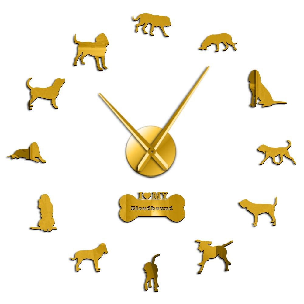 Bloodhound Dog Breed Silhouettes Frameless Wall Clock Stickers, DIY ...