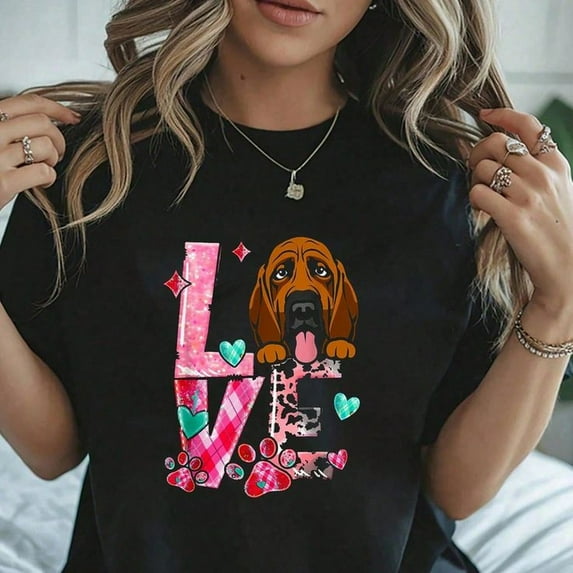 Bloodhound Dog Coffee Lover Dog Mom VaL1entines Day T-S1Hirt - 100% ...