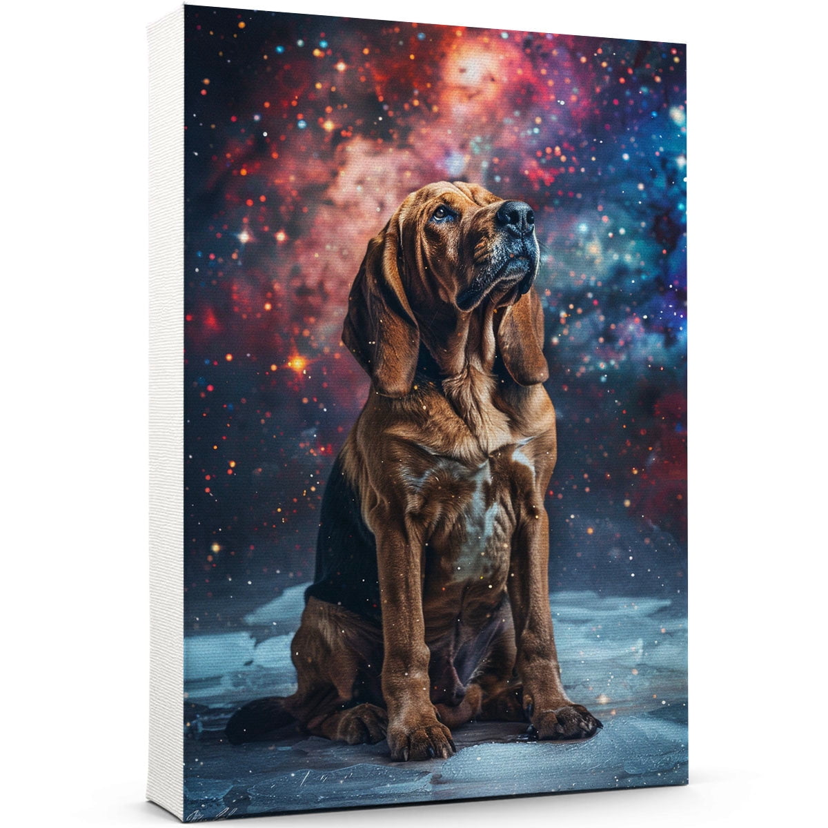 Bloodhound Dog Lying in The Snow Canvas Print Wall Art Famous Painting ...