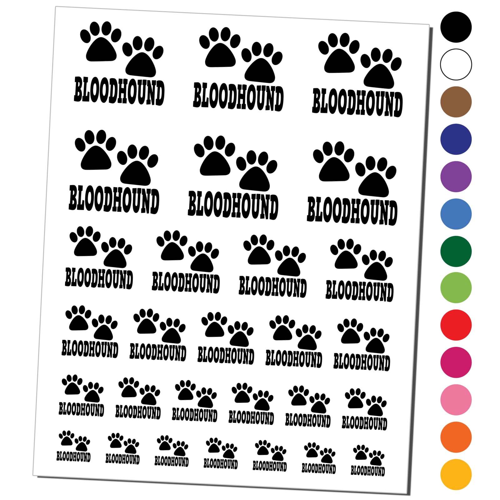 Bloodhound Dog Paw Prints Fun Text Water Resistant Temporary Tattoo Set ...