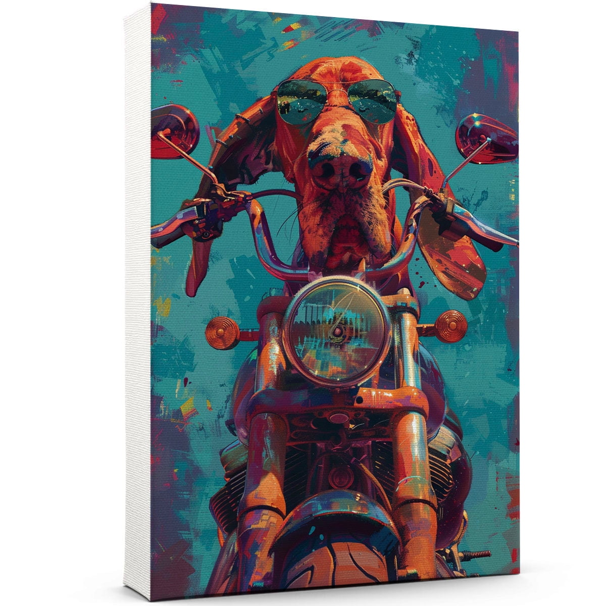 Bloodhound Dog Poster Riding A Motorcycle - Bloodhound Dog Canvas Wall ...